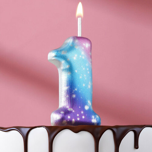 Свеча для торта цифра "1", космос, 5,5 см, 16 мин