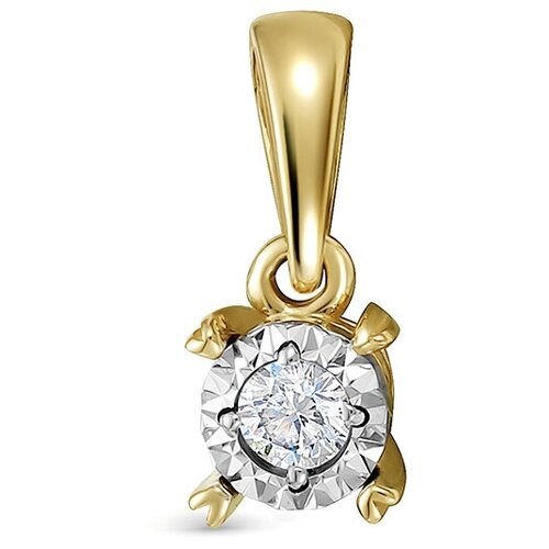 Подвеска Vesna jewelry, комбинированное золото, 585 проба, бриллиант