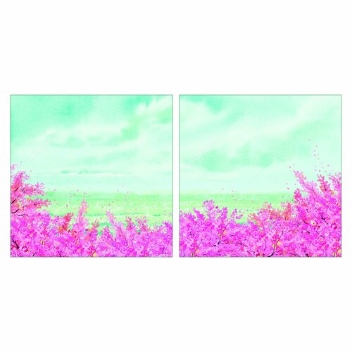 Модульная картина "Розовое цветение" (Размер: 70х143см (70х70,70х70))