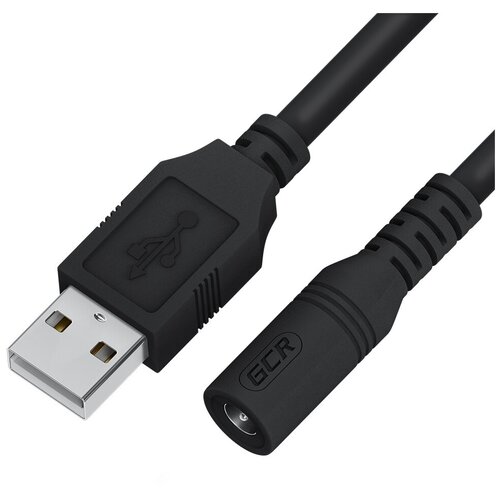 GCR Переходник кабеля питания 1.0m USB AM / DC Jack 5.5mm, M/F