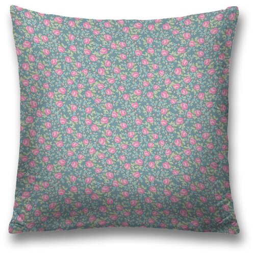 Наволочка декоративная на молнии, чехол на подушку JoyArty "Поляна розовых роз" 45х45 см