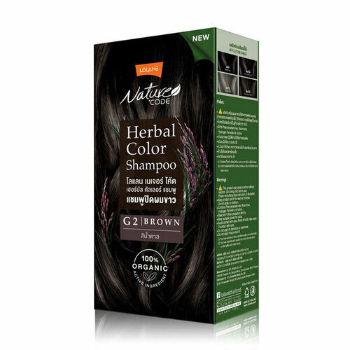 NATURE CODE Herbal Color Shampoo G2 BROWN, Lolane (Травяной оттеночный шампунь G2 коричневый, Лолейн), 55 мл.