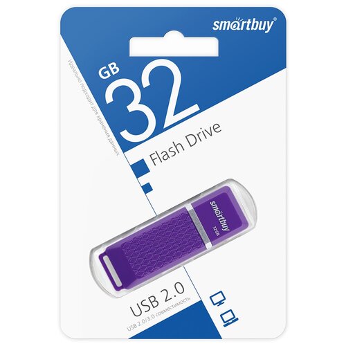 Флешка SmartBuy Quartz 32 ГБ, 1 шт., фиолетовый