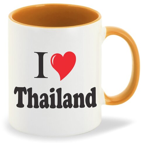 Кружка оранжевый CoolPodarok Путешествия. I love Thailand