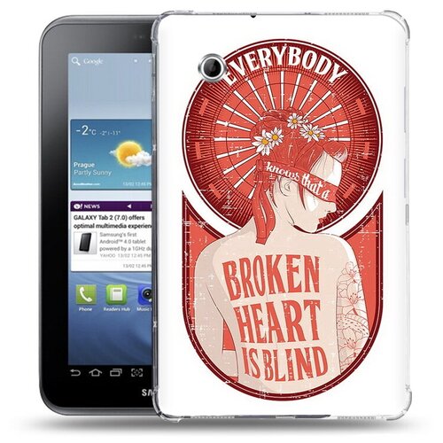 Чехол задняя-панель-накладка-бампер MyPads девушка разбитое сердце для Samsung Galaxy Tab 2 7.0 GT-P3100/P3110 противоударный
