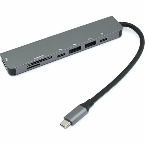 Адаптер VB Parts Type C на HDMI, PD+, USB 3.0*2 + SD/TF для MacBook серебро