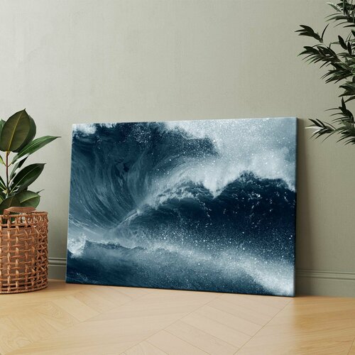 Картина на холсте (большая волна в океане(1)) 20x30 см. Интерьерная, на стену.