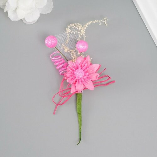 Букет декоративный Хризантема с блеском, 5х9 см, розовый 12 шт