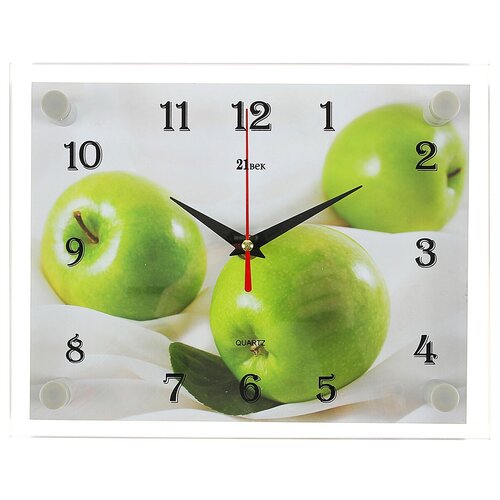 Часы настенные прямоугольные 21 Век "Яблоки", 20 х 26 см