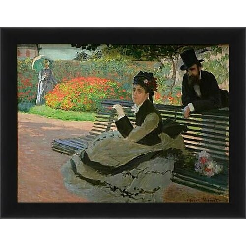 Плакат, постер на бумаге Camille Monet on a Garden Bench. Клод Моне. Размер 30 х 42 см