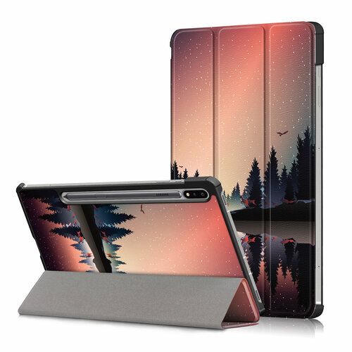 Чехол-обложка футляр MyPads для Samsung Galaxy Tab S7+ plus 12.4 SM-T970 / T975 (2020) / Samsung Galaxy Tab S8 Plus (SM-X800N) 2022 тонкий с магнит.