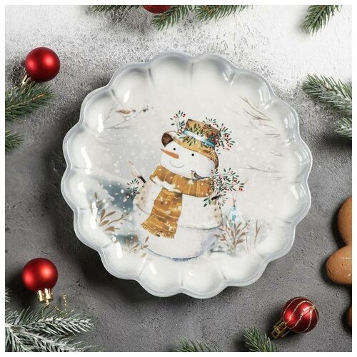 Блюдо сервировочное Доляна «Рождественский снеговик», 20,5×3 см