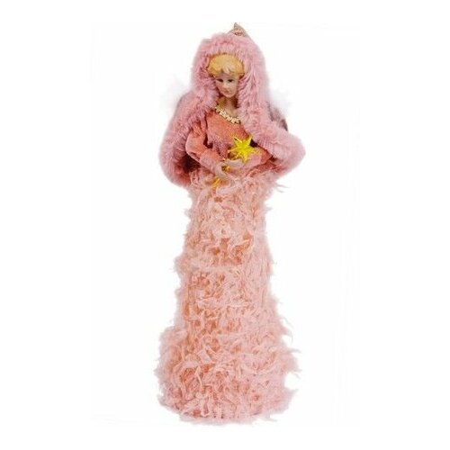 Ёлочная верхушка фигурка нежный ангел, полистоун, текстиль, розовый, 36 см, Due Esse Christmas LX2020-1736
