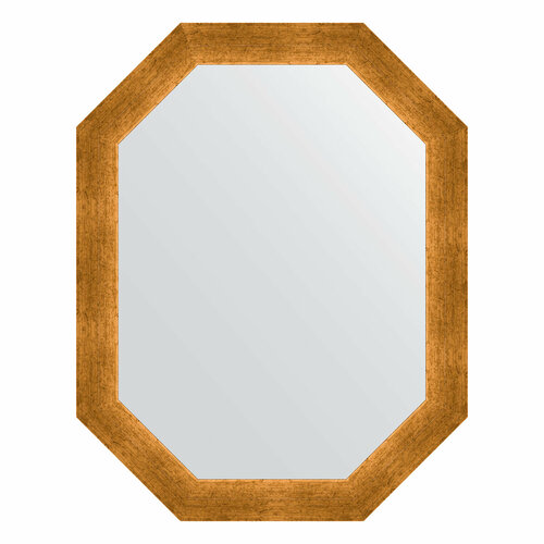 Зеркало настенное Polygon EVOFORM в багетной раме травленое золото, 55х70 см, для гостиной, прихожей, кабинета, спальни и ванной комнаты, BY 7038