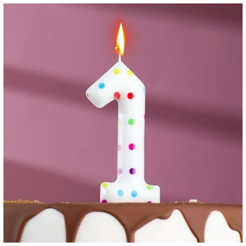 Страна Карнавалия Свеча в торт на день рождения «Конфетти», цифра "1" , гигант, 9 см