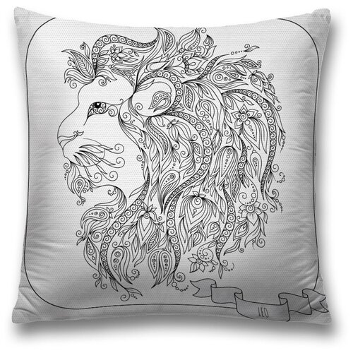 Наволочка декоративная на молнии, чехол на подушку JoyArty "Величественный лев" 45х45 см