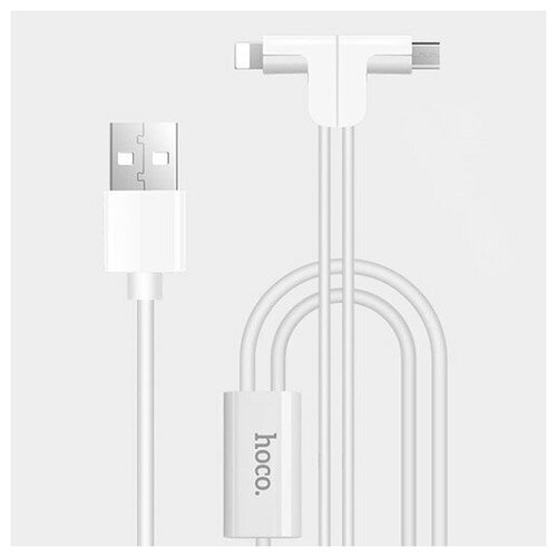 Кабель Hoco X12 2в1 магнитный Lightning и Micro, 1,2 м белый