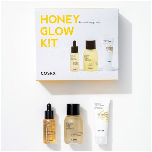 Набор миниатюр С прополисом COSRX HONEY GLOW PROPOLIS TRIAL KIT (3 STEP)(тонер 30 МЛ, сыворотка 10 МЛ, крем 15 МЛ)