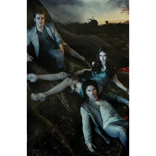 Плакат, постер The Vampire Diaries, сериал. Дневники вампира на холсте, размер 30х42см