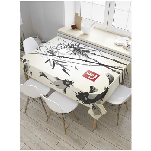 Скатерть прямоугольная JoyArty на кухонный стол "Рыбы в японском стиле" из оксфорда, 120x145 см