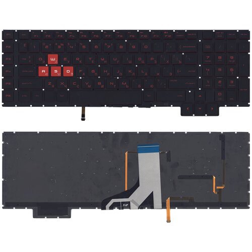 Клавиатура для ноутбука HP Omen 17-AN000 черная с подсветкой, красные символы