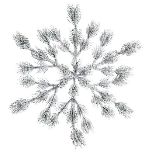 Kaemingk Хвойная Снежинка Аврора 36 см заснеженная с блестками, ЛИТАЯ 100% 682692