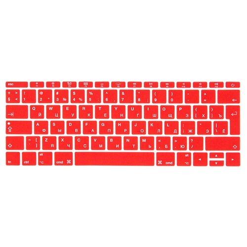 Накладка на клавиатуру для Macbook 12/Pro 13/15 2016 - 2019, без Touch Bar, Rus/Eu, Viva, силиконовая, красная