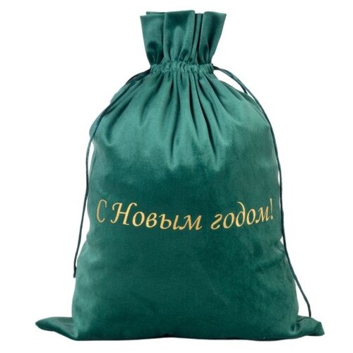 Мешок подарочный Феникс Present Бархат M, 30х40 см, зеленый