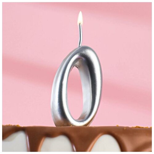 Свеча для торта цифра "Серебряная", 5,5 см, цифра "0"
