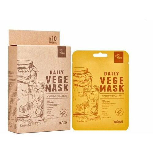 Набор успокаивающих тканевых масок для лица Yadah DAILY VEGE MASK Kombucha