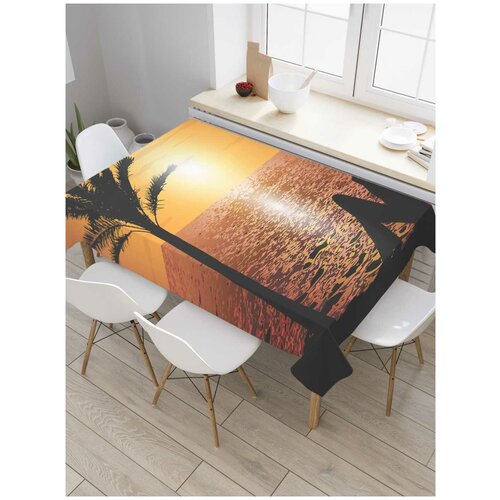 Скатерть прямоугольная JoyArty на кухонный стол "Тропический отдых" из оксфорда, 180x145 см