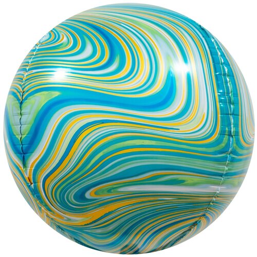 Шар 3D (24'/61 см) Сфера, Мраморная иллюзия, Зеленый, Агат, 1 шт.