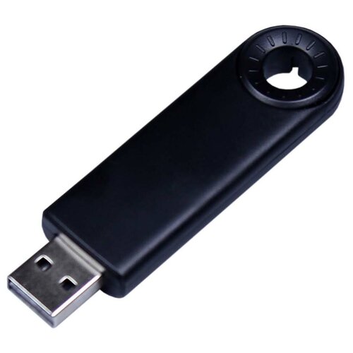 Классическая черная выдвижная пластиковая флешка с круглым отверстием (8 Гб / GB USB 2.0 Черный/Black 035BK)
