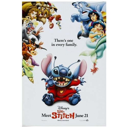 Плакат, постер на холсте Лило и Стич (Lilo Stitch), Дин ДеБлуа, Крис Сандерс. Размер 42 х 60 см
