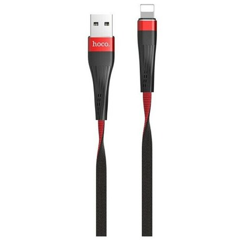 Кабель HOCO U39 USB (m)-Lightning (m) 1.2м 2.4A ткань красный черный