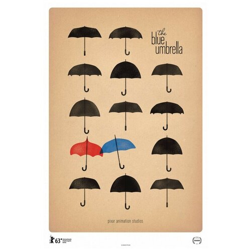 Плакат, постер на холсте Blue Umbrella/Синий зонтик. Размер 30 х 42 см