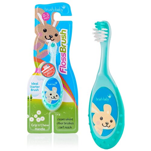 Brush-Baby FlossBrush зубная щетка, 0-3 года, бирюзовая