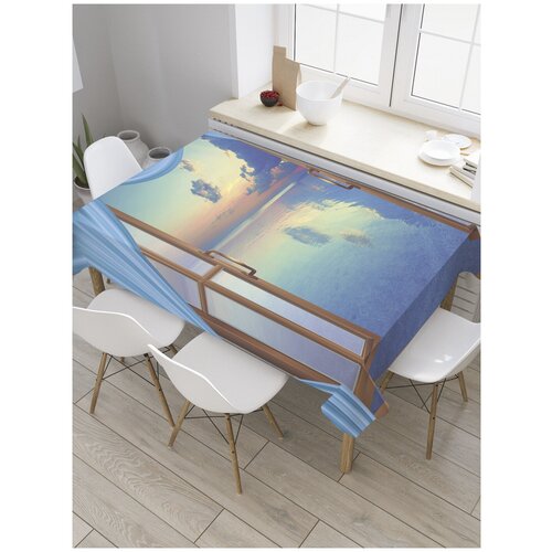 Скатерть прямоугольная JoyArty "Вид на морской закат" из сатена, 120x145 см