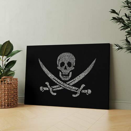 Картина на холсте (пиратский флаг веселый роджер карибского моря) 40x60 см/для интерьера/в комнату/на стену/в подарок