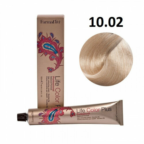 Крем-краска для волос Farmavita Life Color Plus 10.02 перламутровый блондин, 100 мл