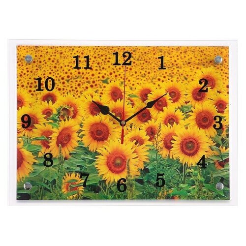 Часы настенные, серия: Цветы, "Подсолнухи", 25х35 см 3519822