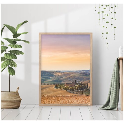 Картина постер без рамки на стену "Тоскана. Италия, пейзаж" декор для интерьера 40х50 см, интерьерная картина в подарочном тубусе