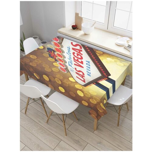 Скатерть прямоугольная JoyArty на кухонный стол "В Лас Вегас за приключениями" из оксфорда, 120x145 см