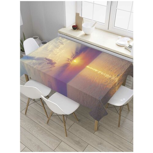 Скатерть прямоугольная JoyArty на кухонный стол "Огненный закат" из оксфорда, 120x145 см
