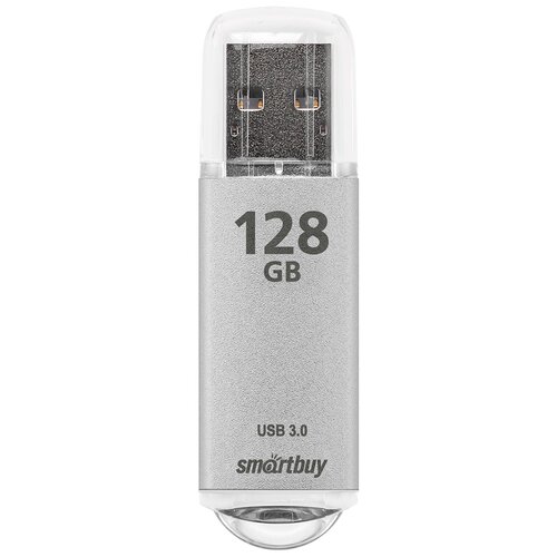 Флешка SmartBuy V-Cut USB 3.0/3.1 128 ГБ, 1 шт., серебристый