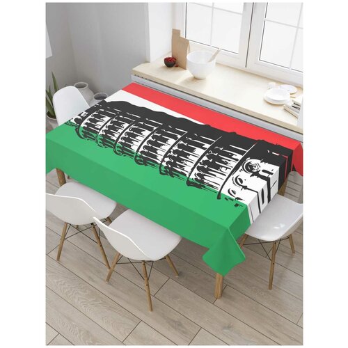 Скатерть прямоугольная JoyArty на кухонный стол "Итальянская Пиза" из оксфорда, 180x145 см