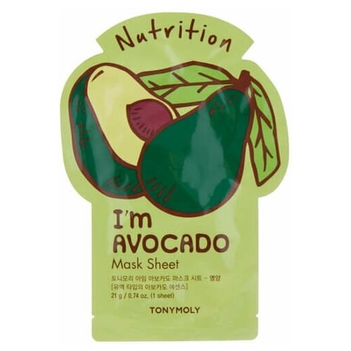 TONY MOLY Маска для лица с экстрактом авокадо. I"m Real Avocado Mask Sheet, 21 гр.