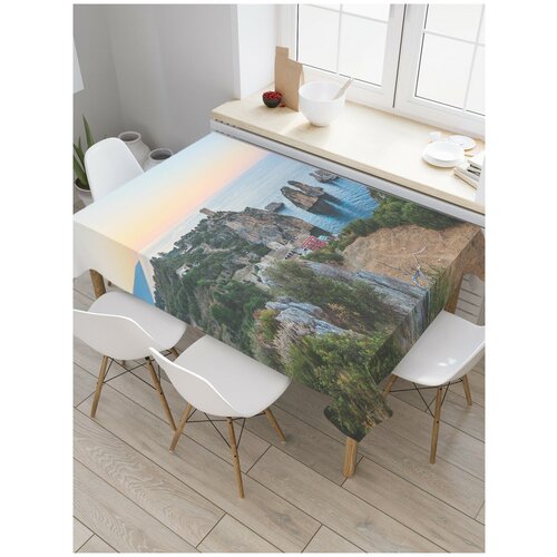 Скатерть прямоугольная JoyArty на кухонный стол "Амальфитанское побережье" из оксфорда, 180x145 см
