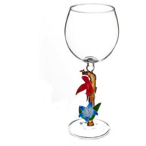 Бокал для вина из стекла ручной работы. "Птица счастья"