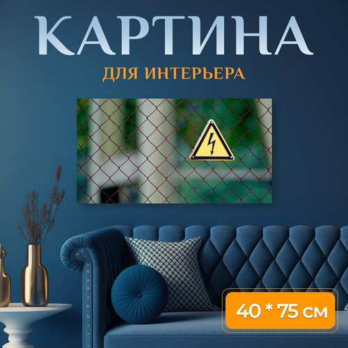 Картина на холсте "Сетка, доска, предупреждение" на подрамнике 75х40 см. для интерьера